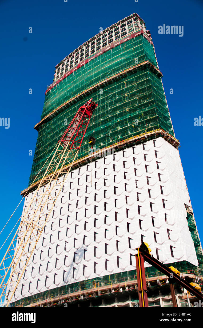 Centre Point Tower building wrapped for cleaning TOTTENHAM COURT ROAD ...