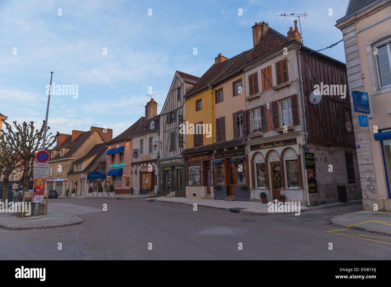 View of the French village of Chablis, a famous wine making region ...