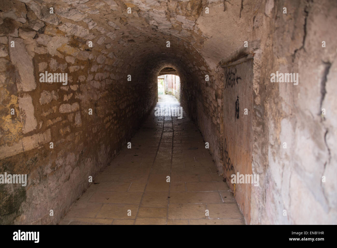 View of the French village of Chablis, a famous wine making region ...
