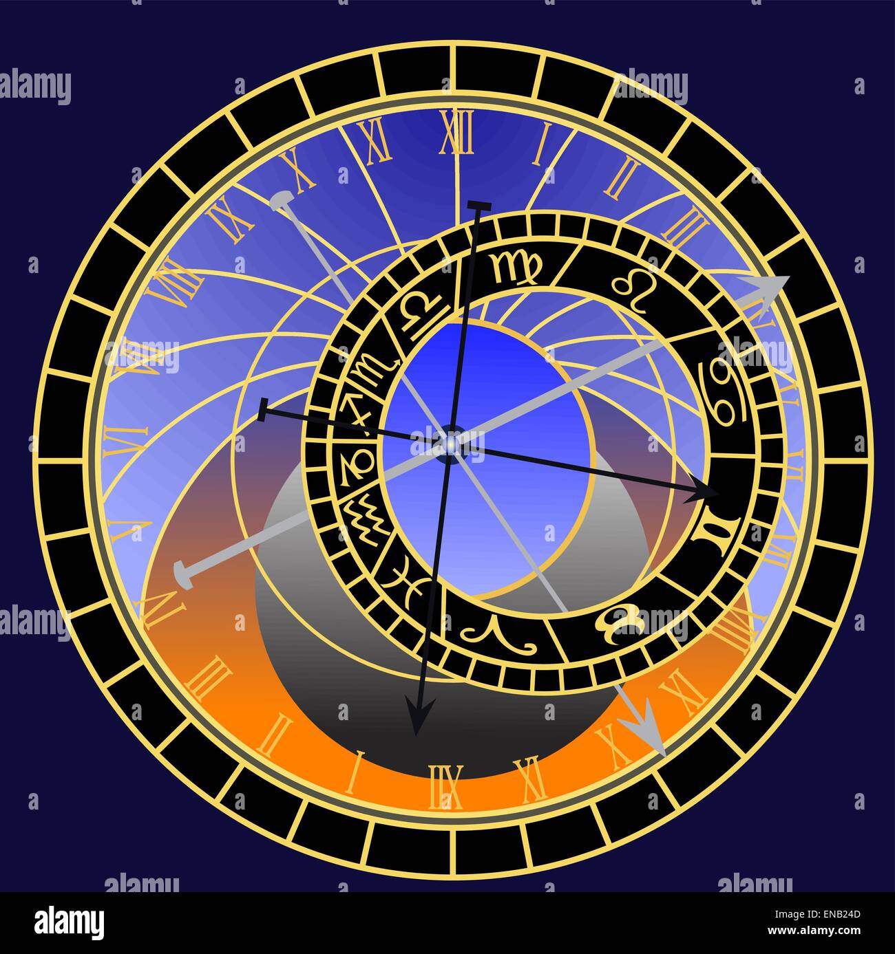 Vector illustration of the astronomical clock Stock Vector Image & Art ...