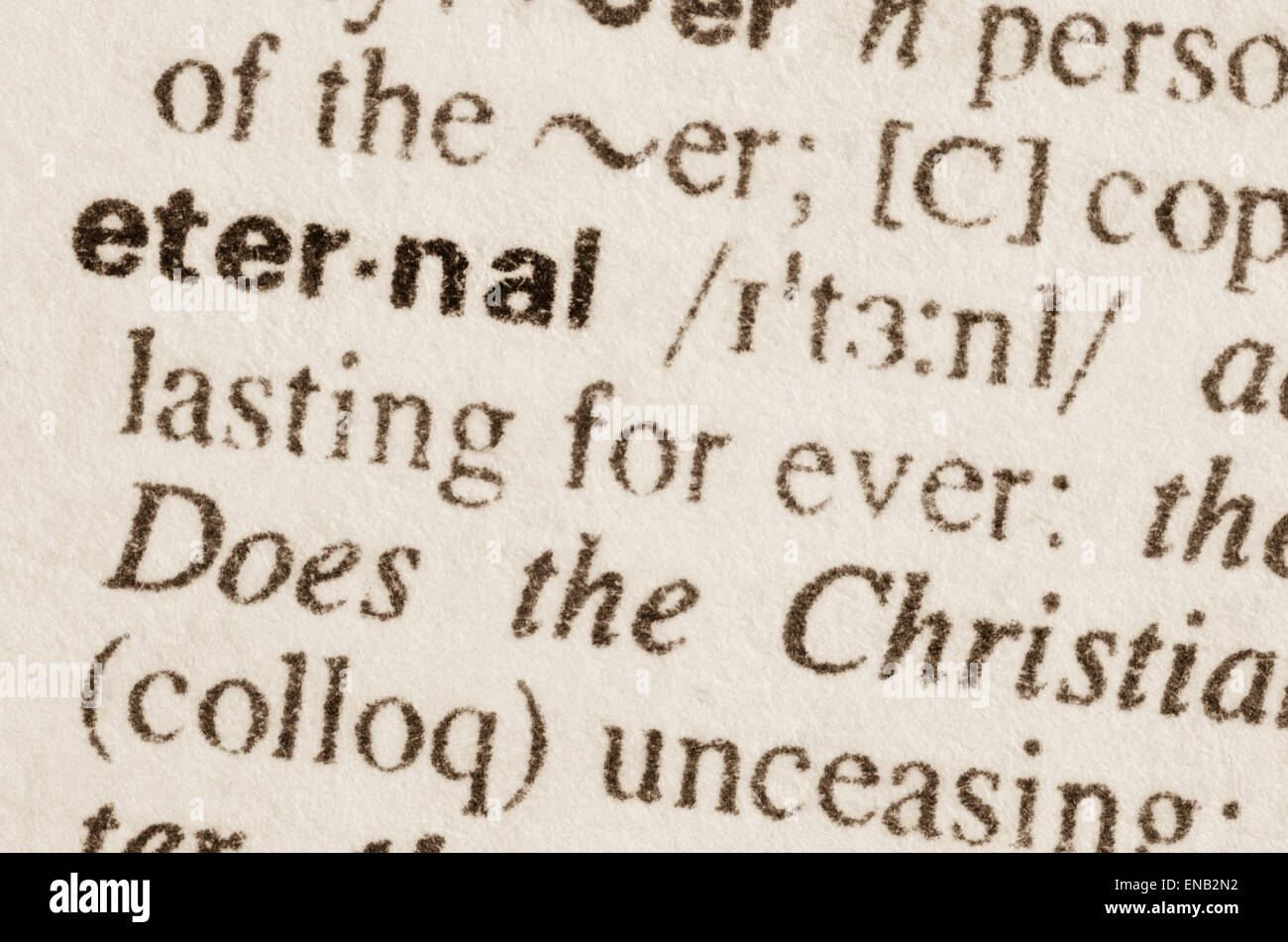 Definition of word eternal in dictionary Stock Photo - Alamy