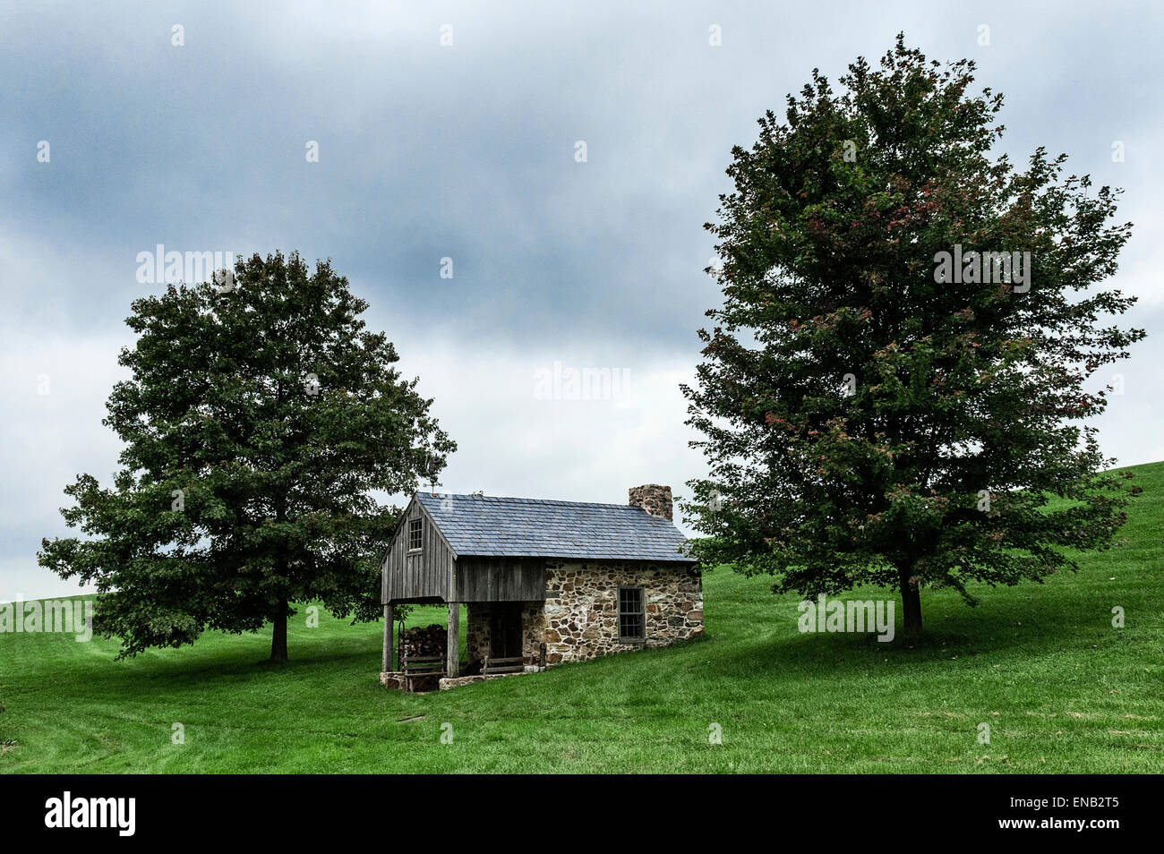 Rustic fieldstone cottage in the rural contryside, Chadds Ford ...
