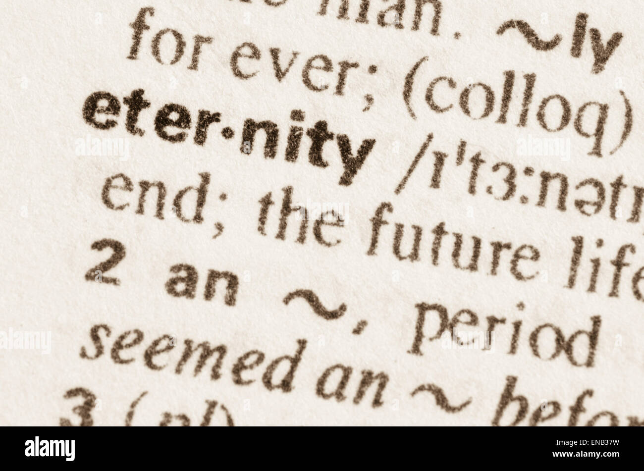 Definition of word eternity in dictionary Stock Photo - Alamy