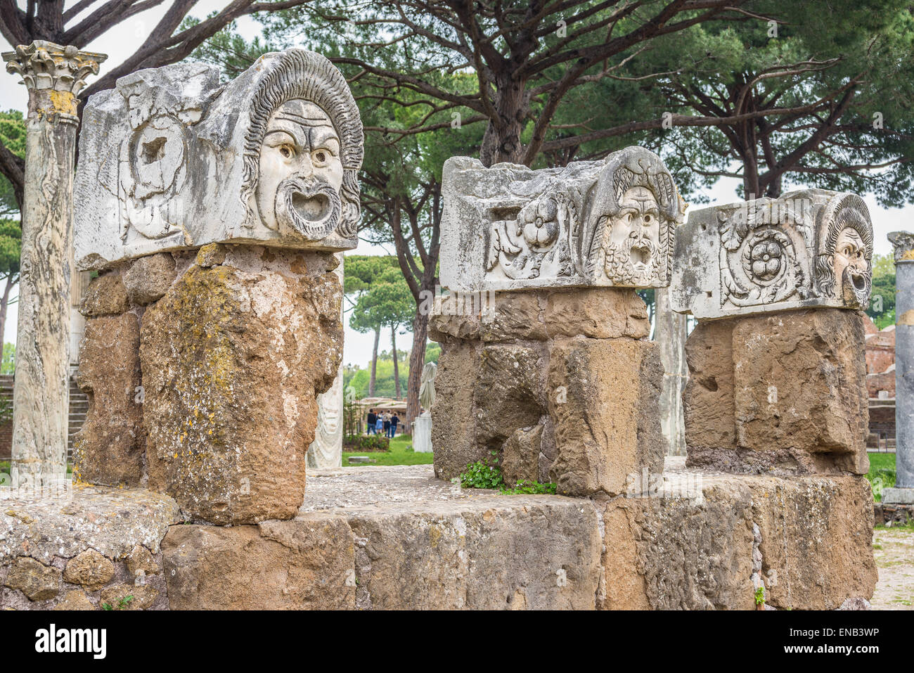 Details of roman mask sculpture, probably decoration of the theater in ...