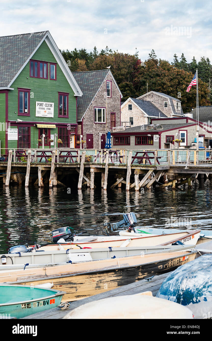 Port Clyde harbor and general store, Maine, USA Stock Photo - Alamy