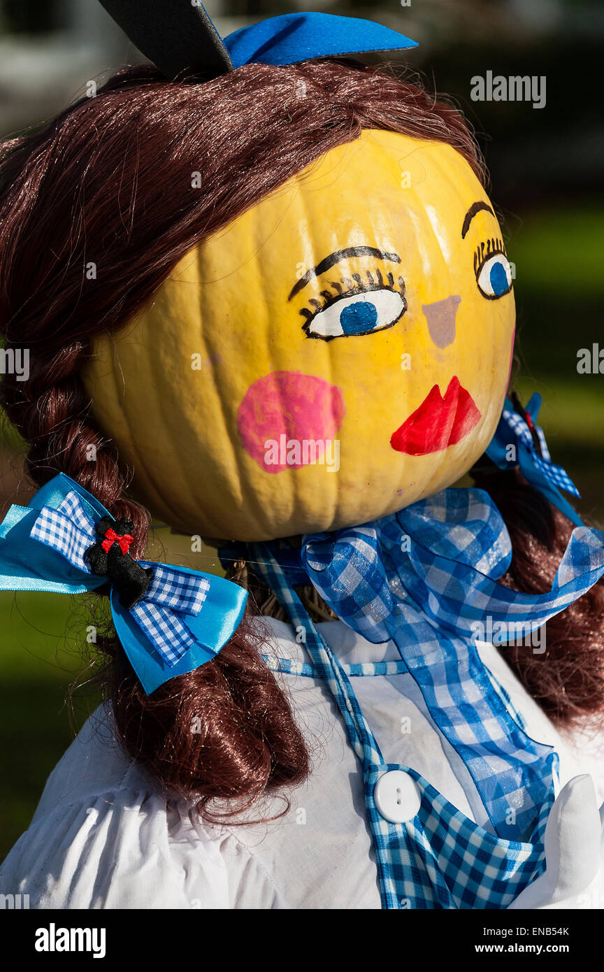 Doll girl pumpkin decoration Stock Photo - Alamy
