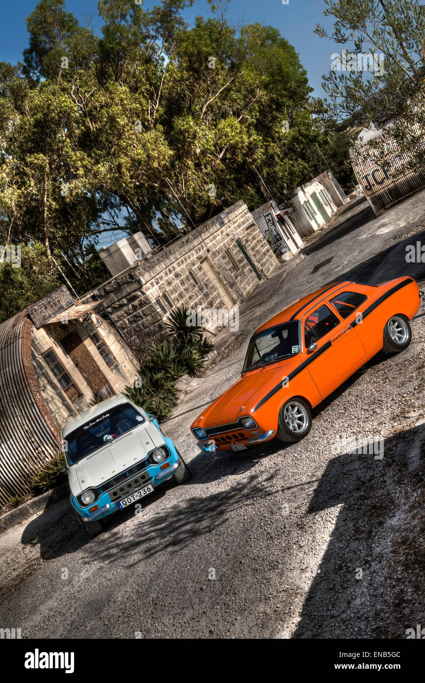 Ford MKI Escorts in Malta both with Cosworth engines orange Mexico ...