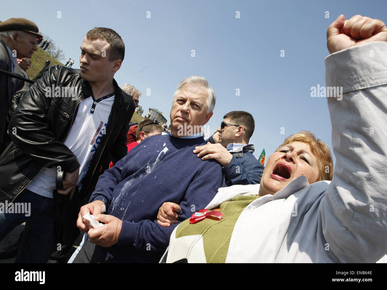 Kiev, Ukraine. 1st May, 2015. Petro Symonenko (C), the leader of the ...