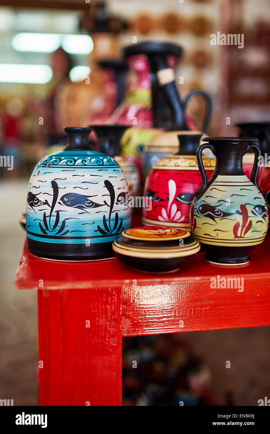 Shop with pottery on the island of Rhodes Stock Photo - Alamy