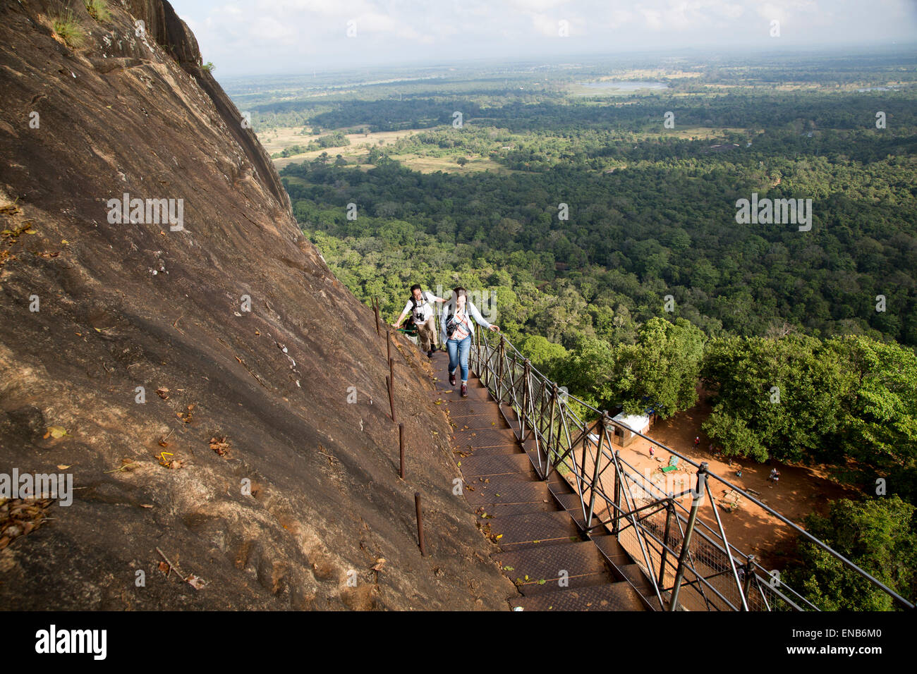 Pathway people climbing Sigiriya Rock ancient palace, Matale District ...