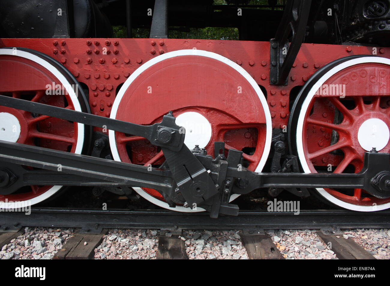 Red wheels of railway trains Stock Photo - Alamy