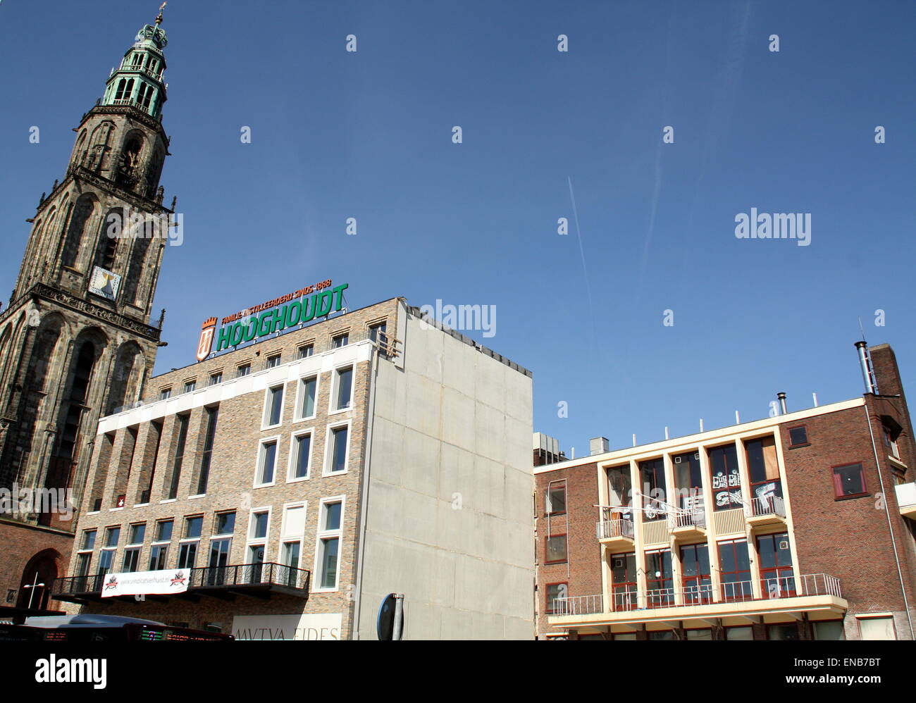 Groningen. December-28-2014. Martini tower and the new and old student ...