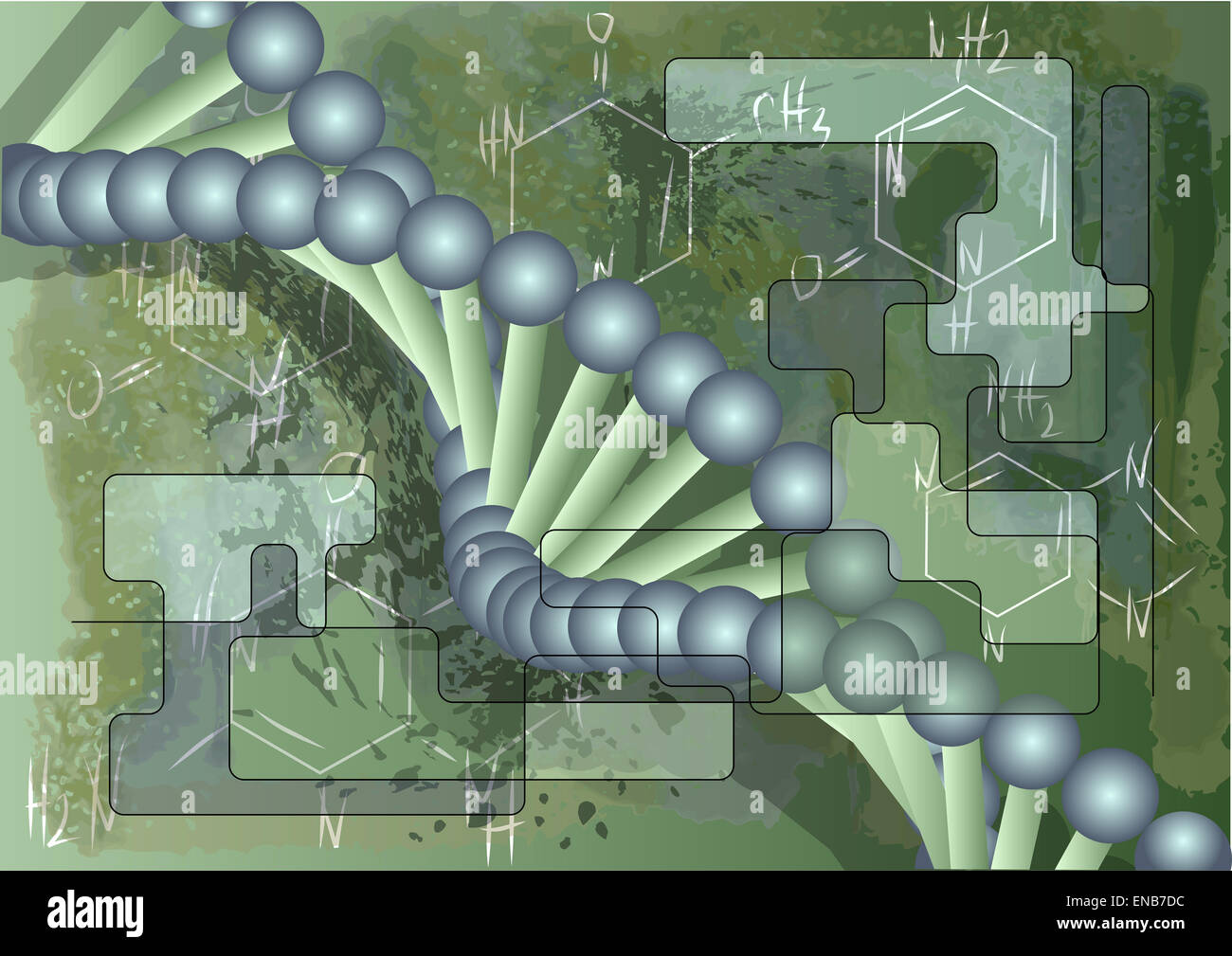 scientific background with dna and abstract splash Stock Photo - Alamy