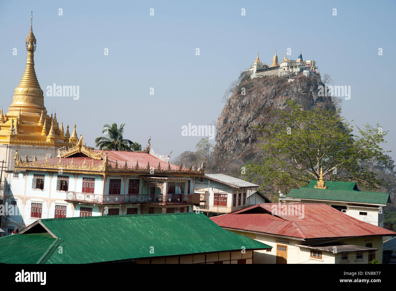 Mt Popa ian extinct volcano topped with a glittering Buddhist temple ...