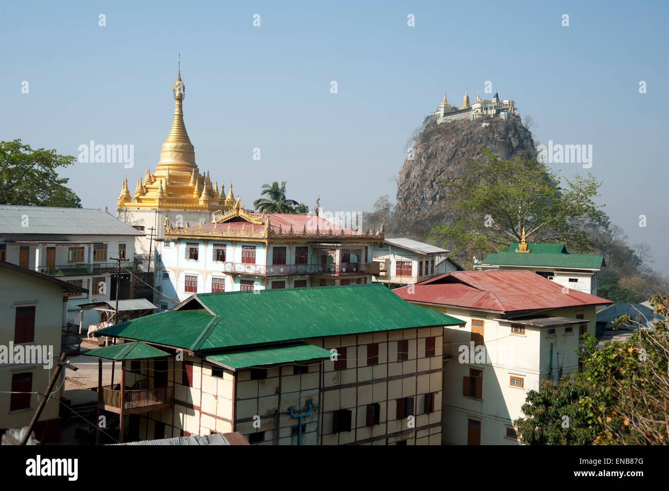 Mt Popa ian extinct volcano topped with a glittering Buddhist temple ...