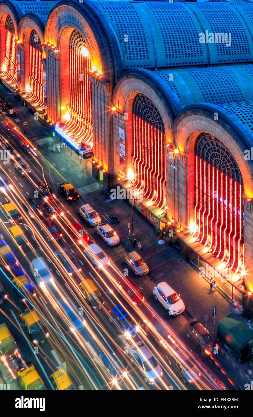 “Abasto” Shopping Moll at dusk with car lights, Buenos Aires, Argentina ...