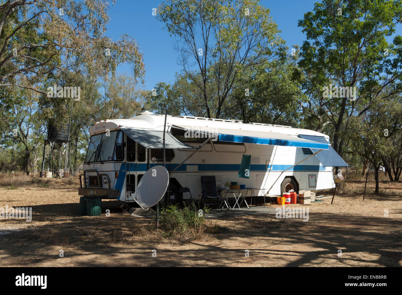 Motorhome in a Bush Camp, Mount Barnett Campground, Kimberley Region ...