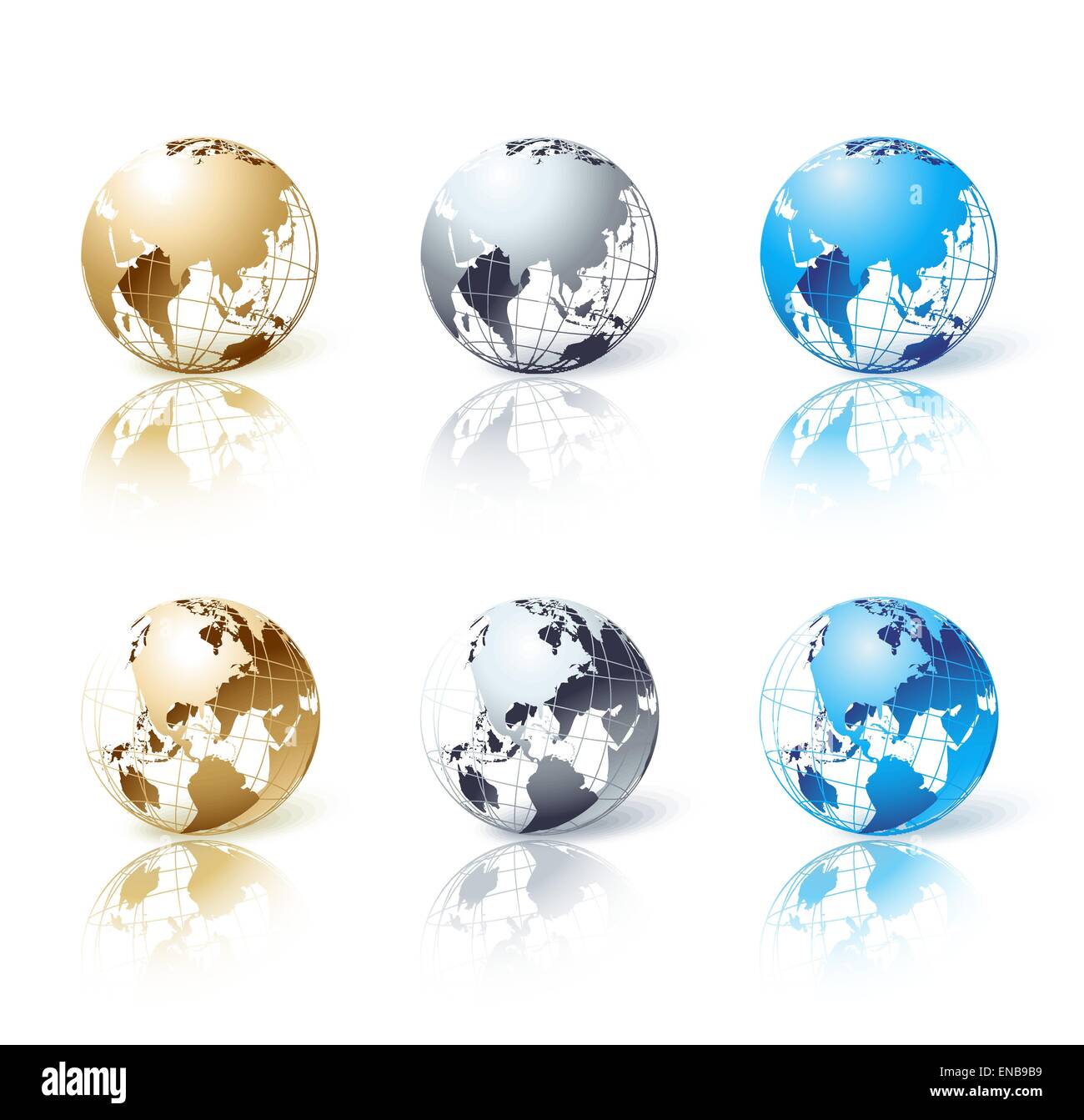 Vector Set of silver, gold and blue isolated globe Stock Vector Image ...