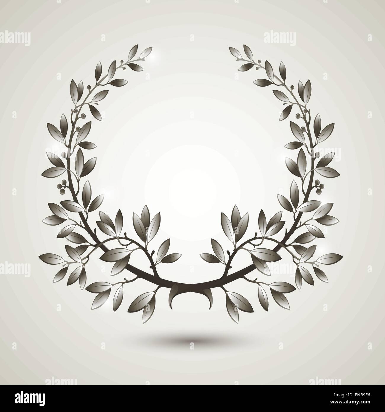 Vector silver laurel wreath with shadow. EPS 10 Stock Vector Image ...