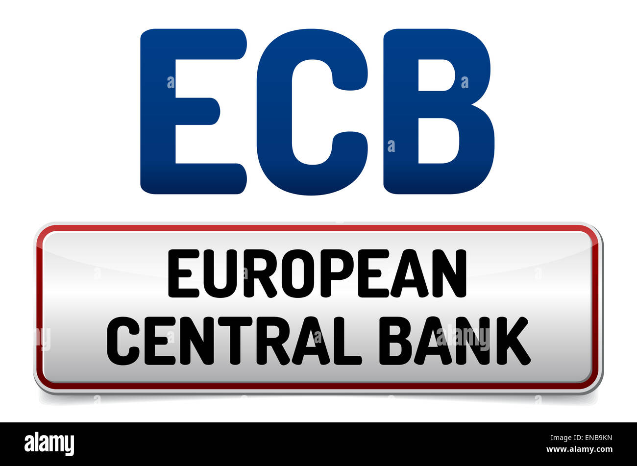 ECB - European Central Bank - glossy button banner with reflection and ...