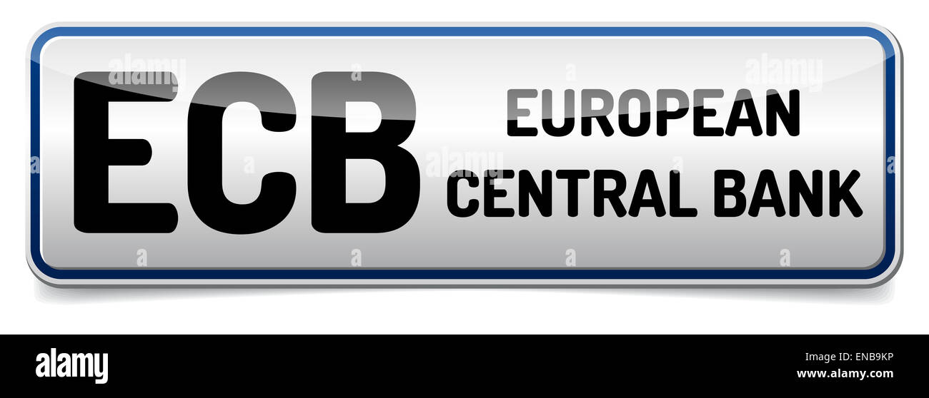 ECB - European Central Bank - glossy button banner with reflection and ...
