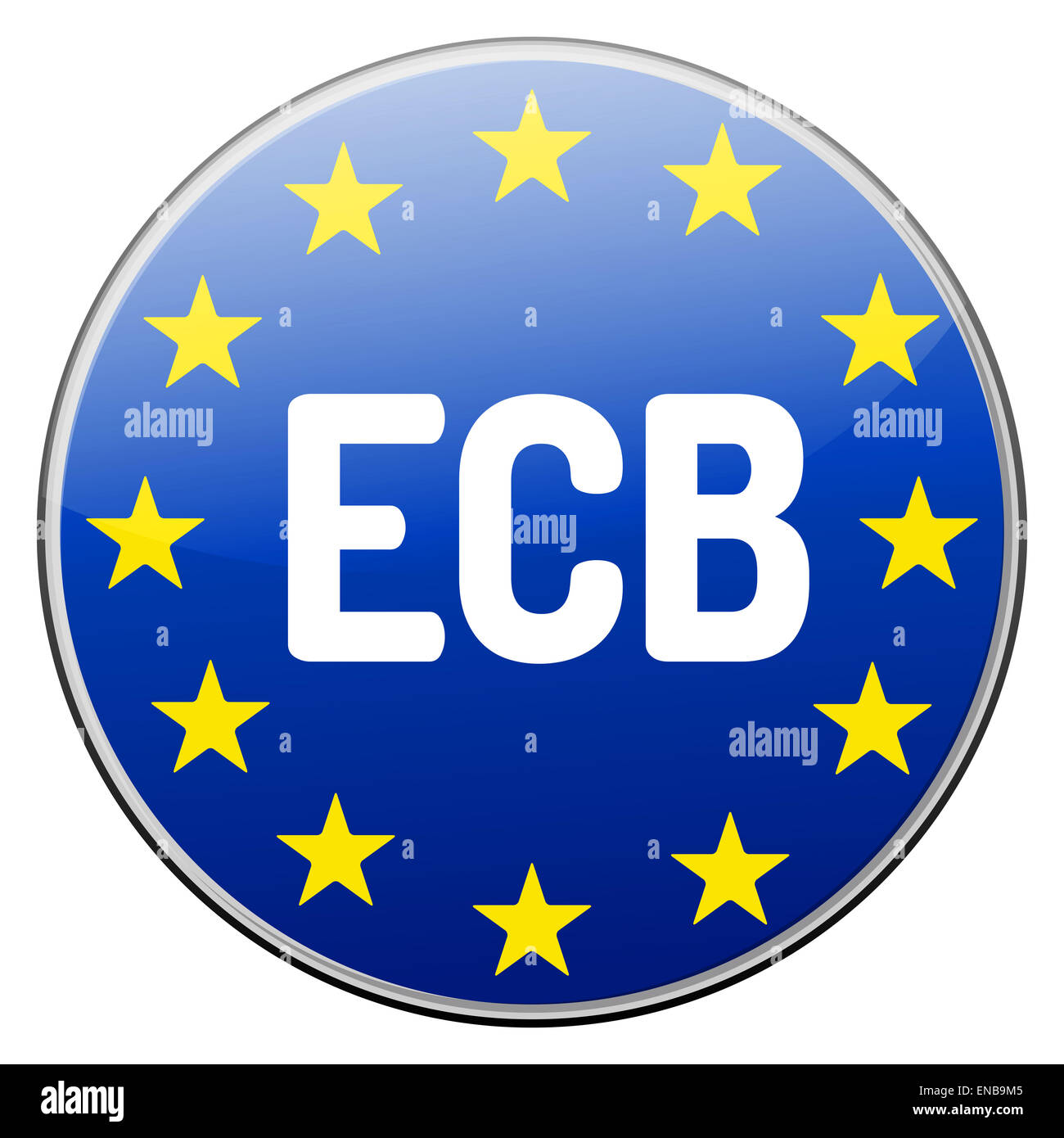 ECB - European Central Bank - blue sign with stars on white background ...