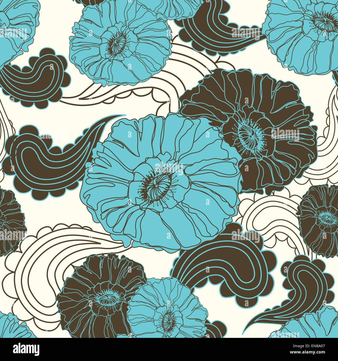 Vector floral seamless with blue poppy flower Stock Vector Image & Art ...