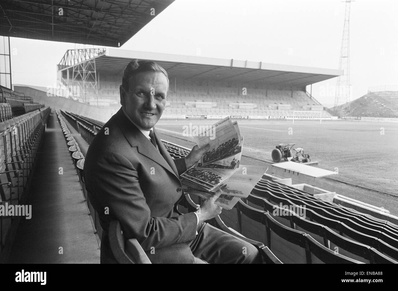 Leeds United manager Don Revie at Elland Road with telegrams ...