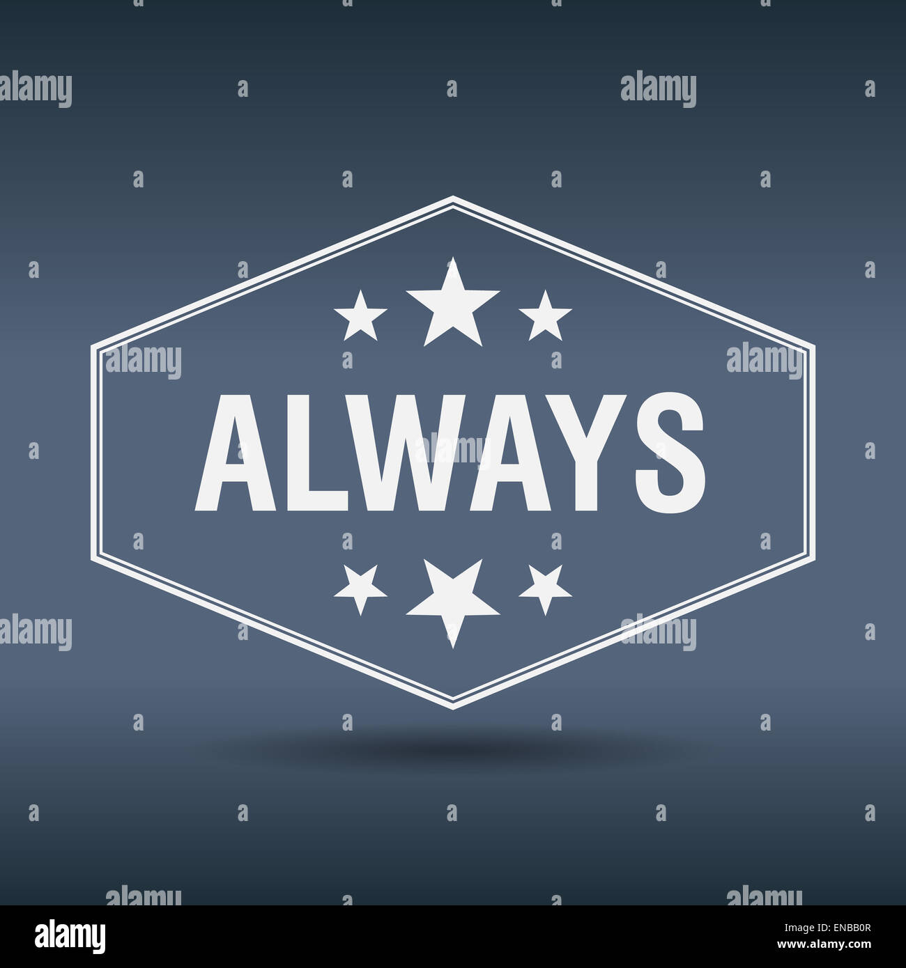 always hexagonal white vintage retro style label Stock Photo - Alamy