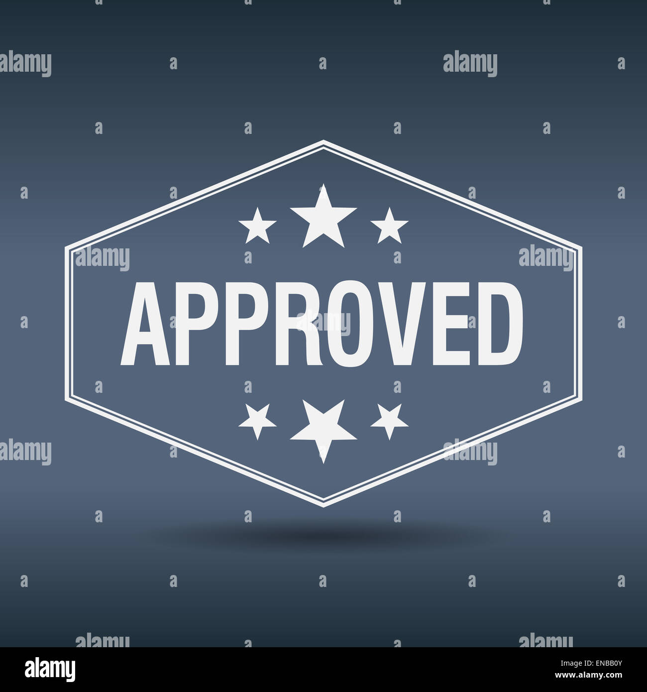 approved hexagonal white vintage retro style label Stock Photo - Alamy
