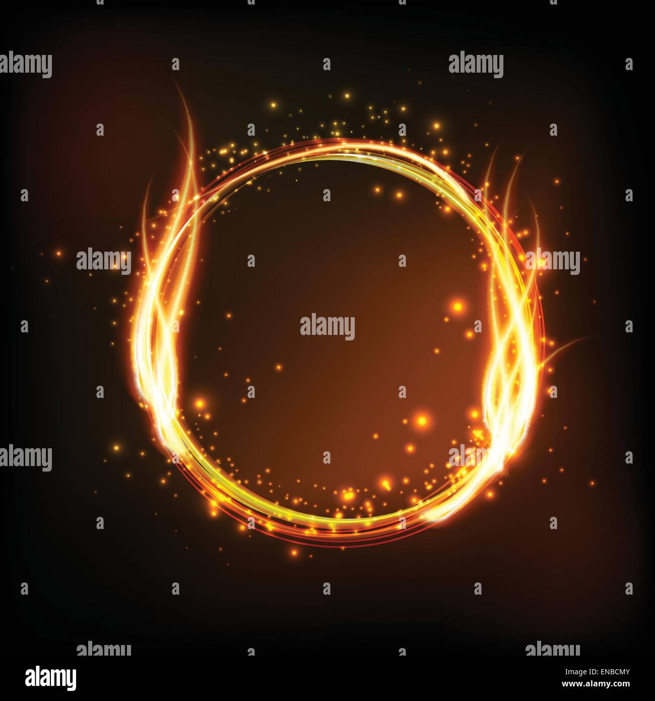 Vector Dark background with shiny round frame with flame Stock Vector ...