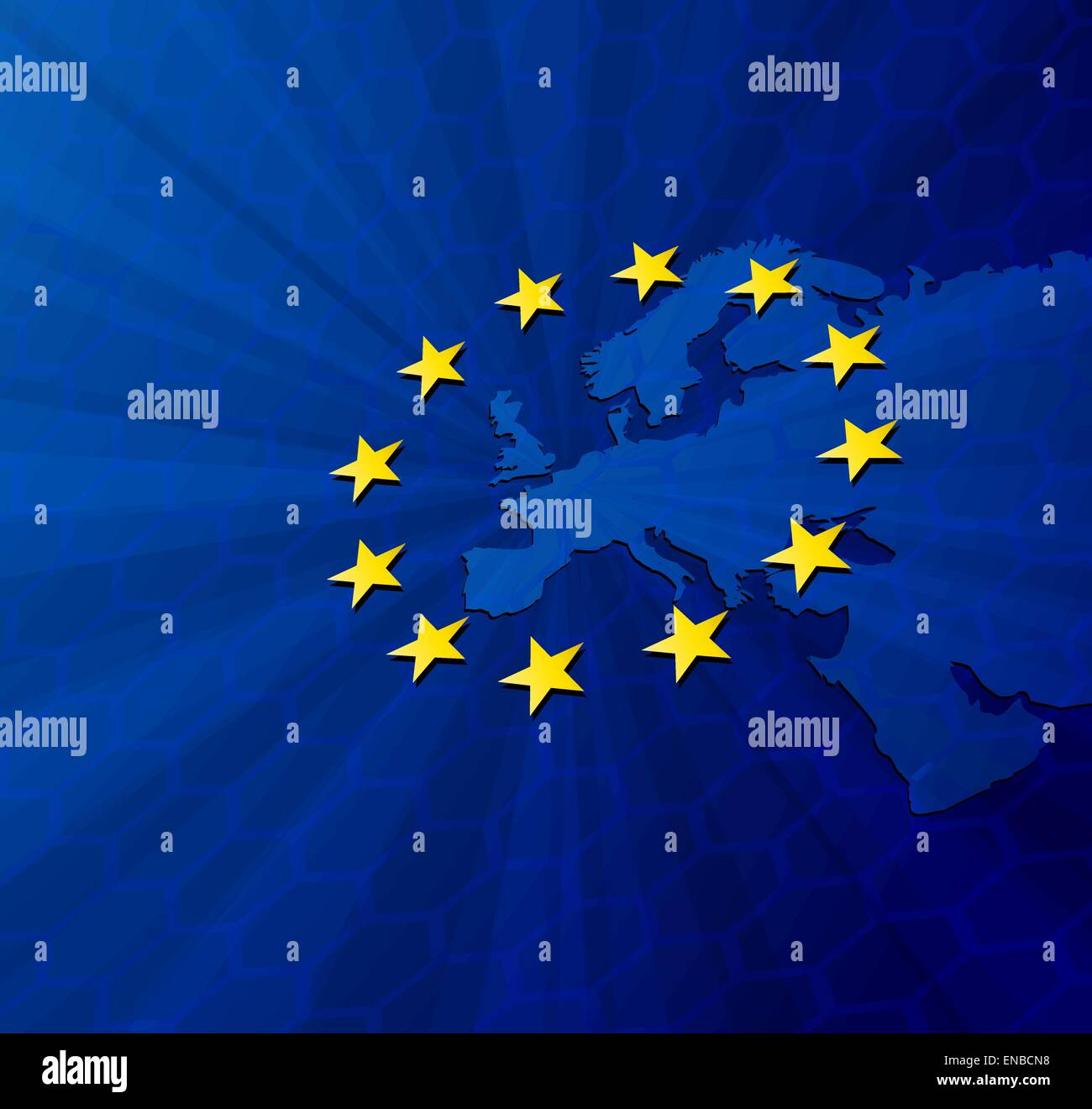 Vector illustration blue Europe map and flag Stock Vector Image & Art ...