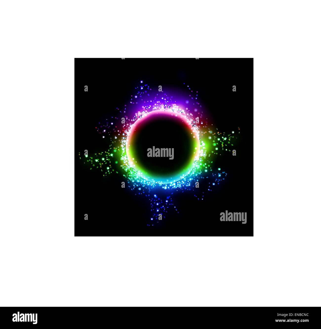 Dark background with shiny round frame. Black hole cosmic design Stock ...