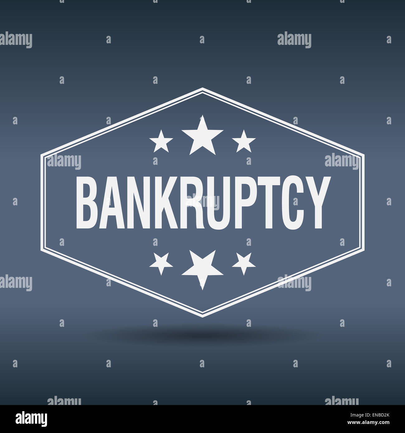 bankruptcy hexagonal white vintage retro style label Stock Photo - Alamy