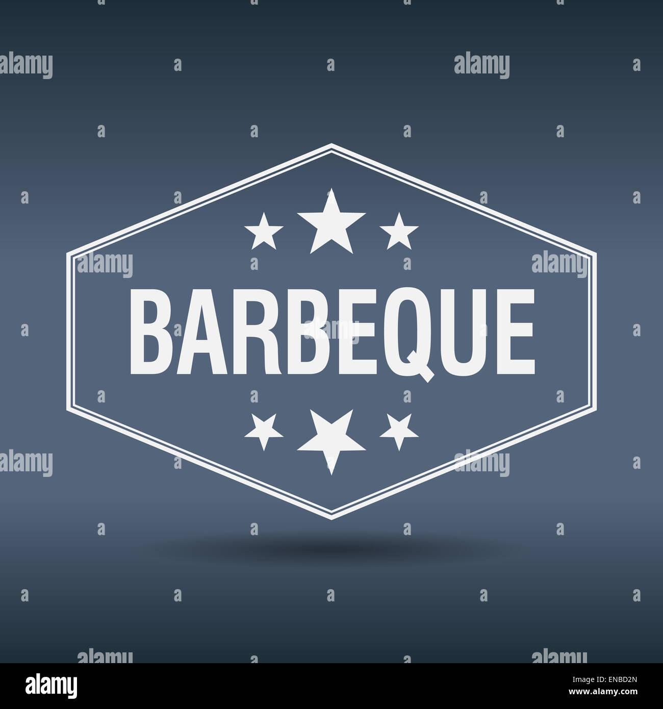 barbeque hexagonal white vintage retro style label Stock Photo - Alamy
