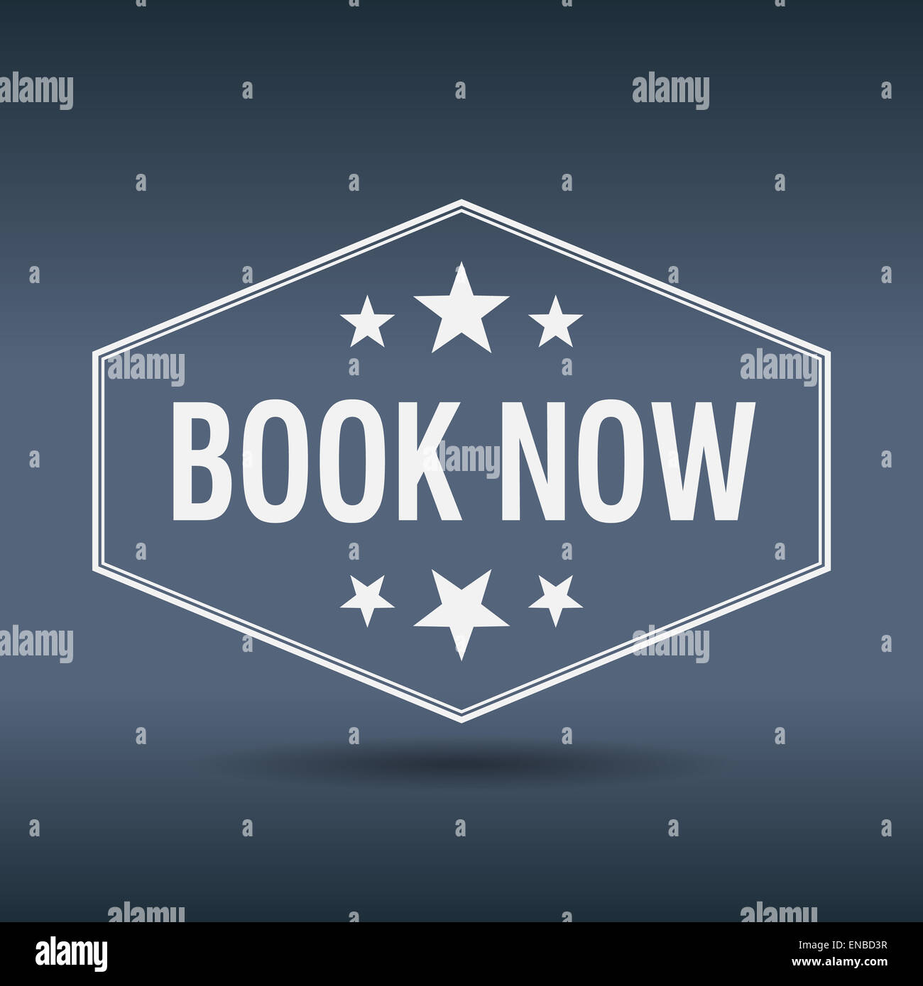 book now hexagonal white vintage retro style label Stock Photo - Alamy