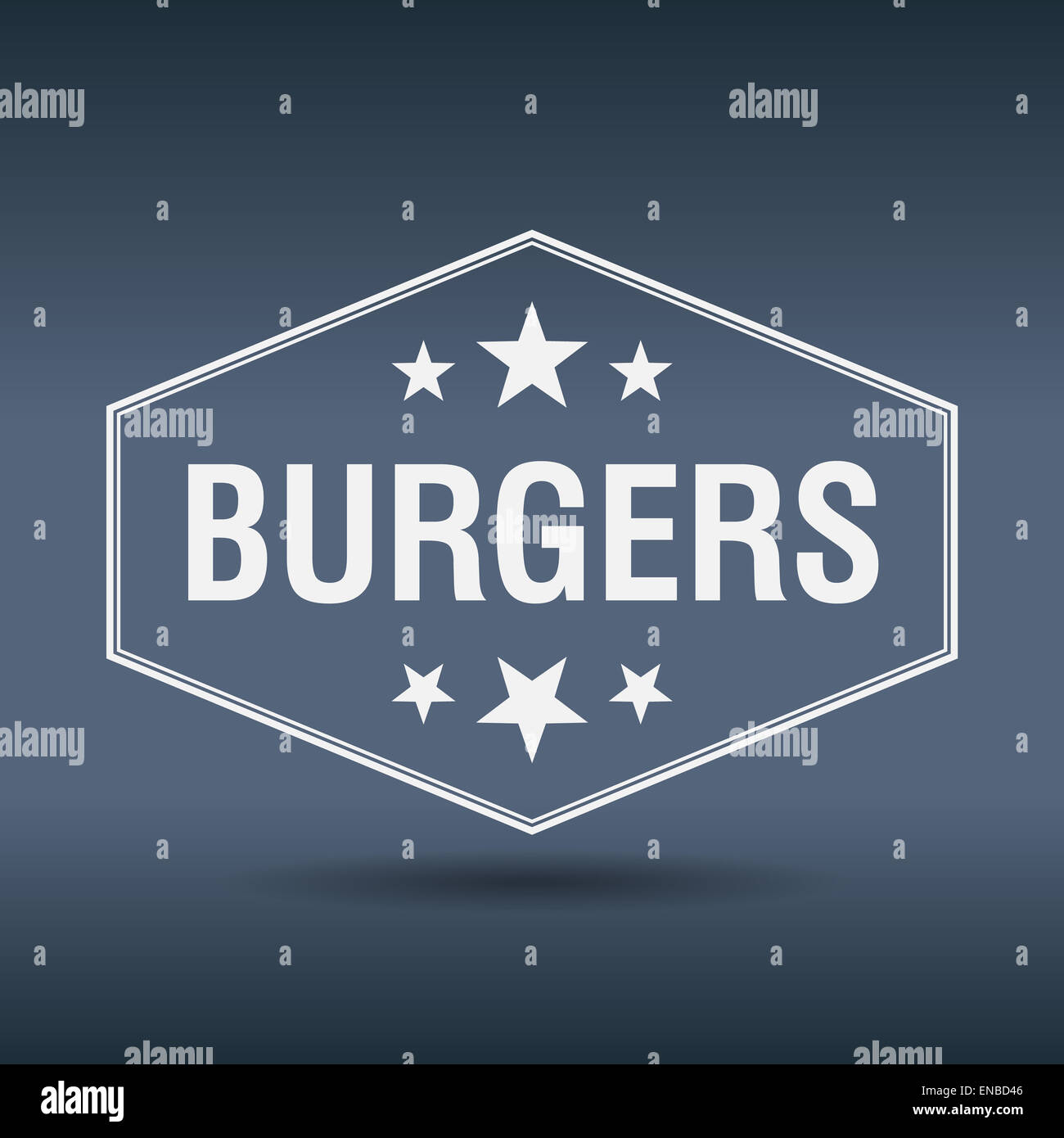 burgers hexagonal white vintage retro style label Stock Photo - Alamy
