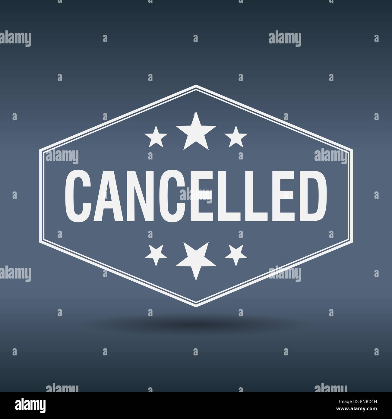 cancelled hexagonal white vintage retro style label Stock Photo - Alamy