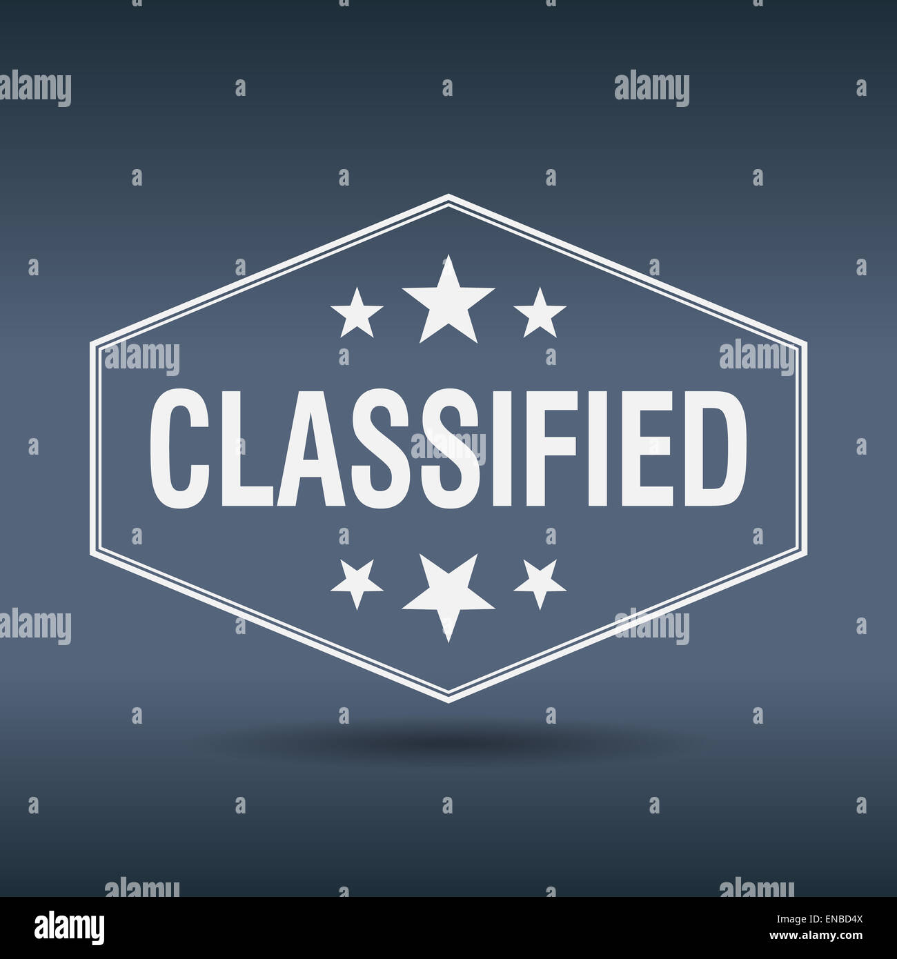 classified hexagonal white vintage retro style label Stock Photo - Alamy