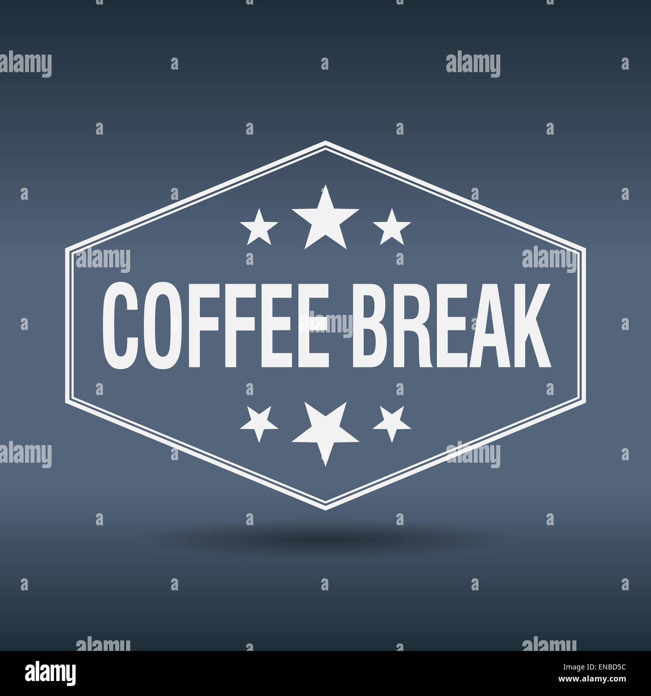 coffee break hexagonal white vintage retro style label Stock Photo - Alamy