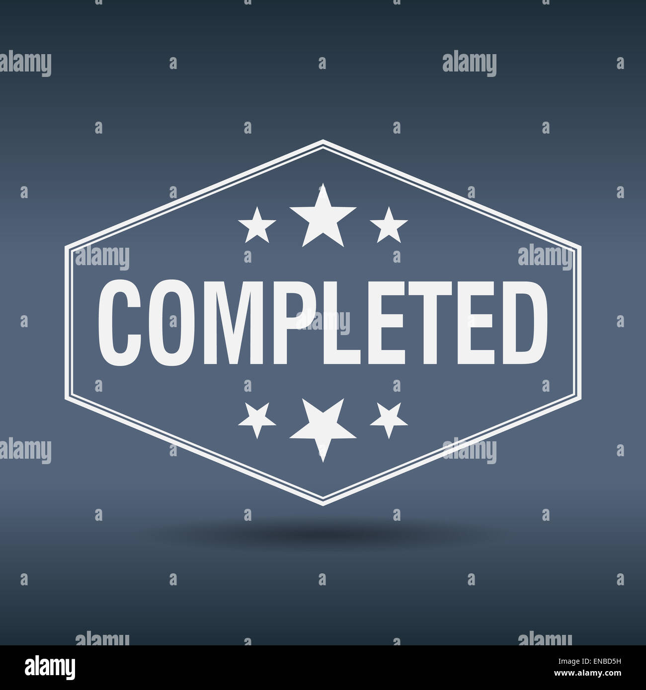 completed hexagonal white vintage retro style label Stock Photo - Alamy