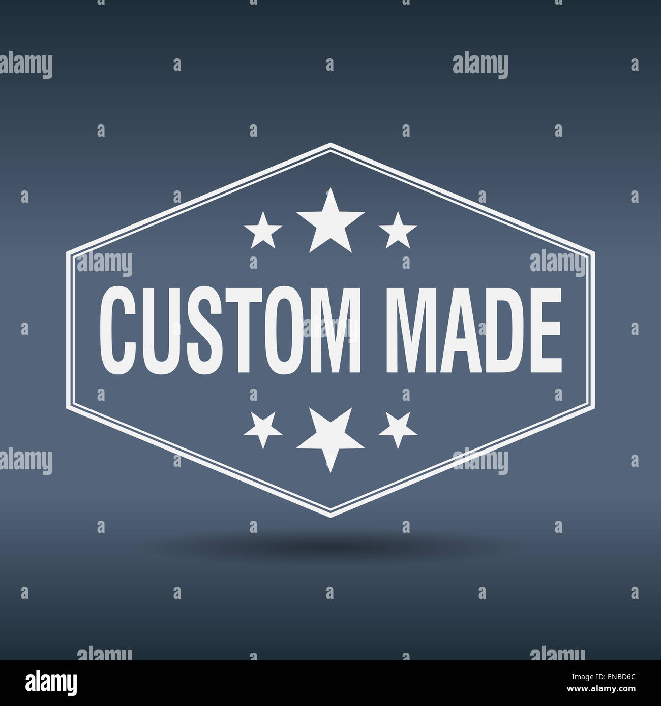 custom made hexagonal white vintage retro style label Stock Photo - Alamy