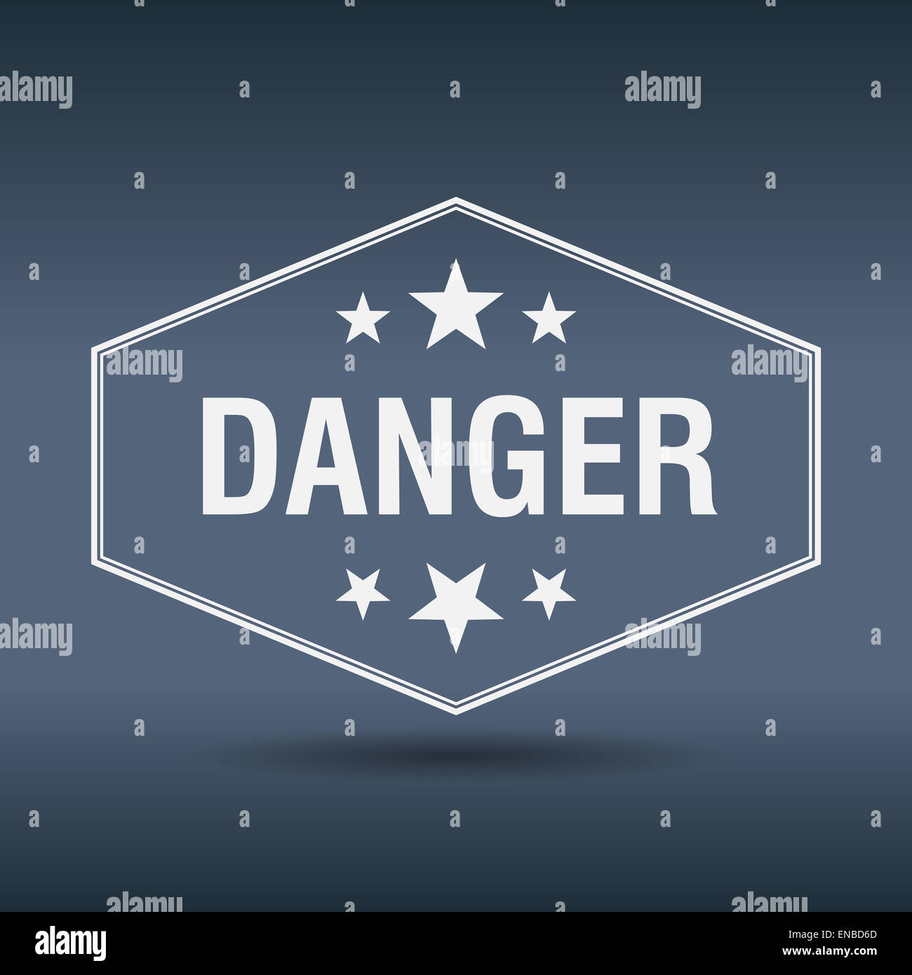 danger hexagonal white vintage retro style label Stock Photo - Alamy