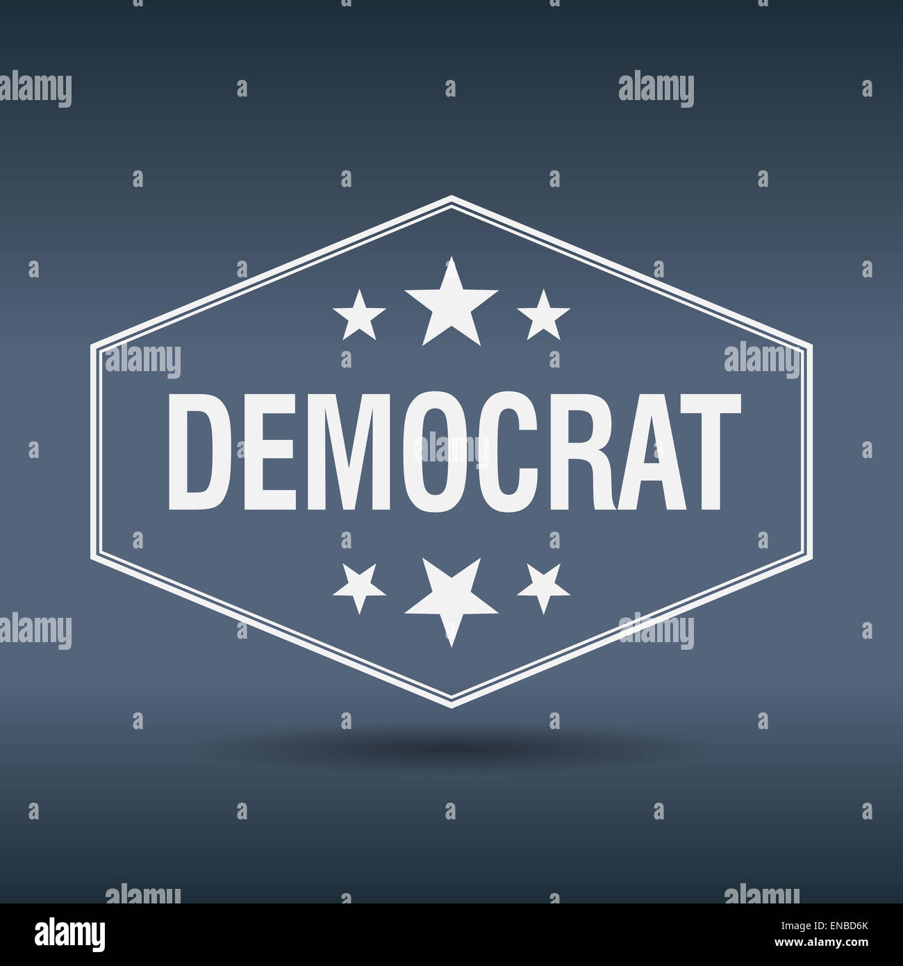 democrat hexagonal white vintage retro style label Stock Photo - Alamy