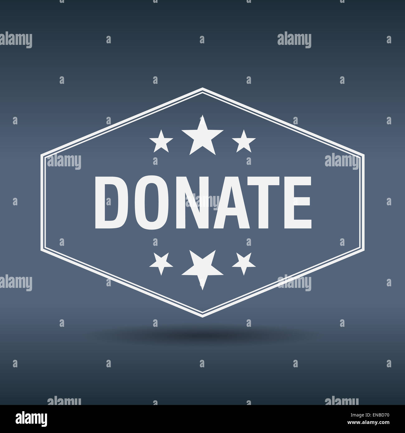donate hexagonal white vintage retro style label Stock Photo - Alamy