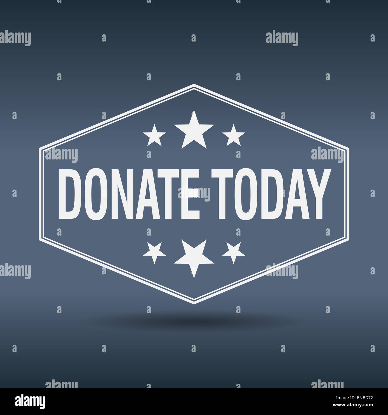 donate today hexagonal white vintage retro style label Stock Photo - Alamy
