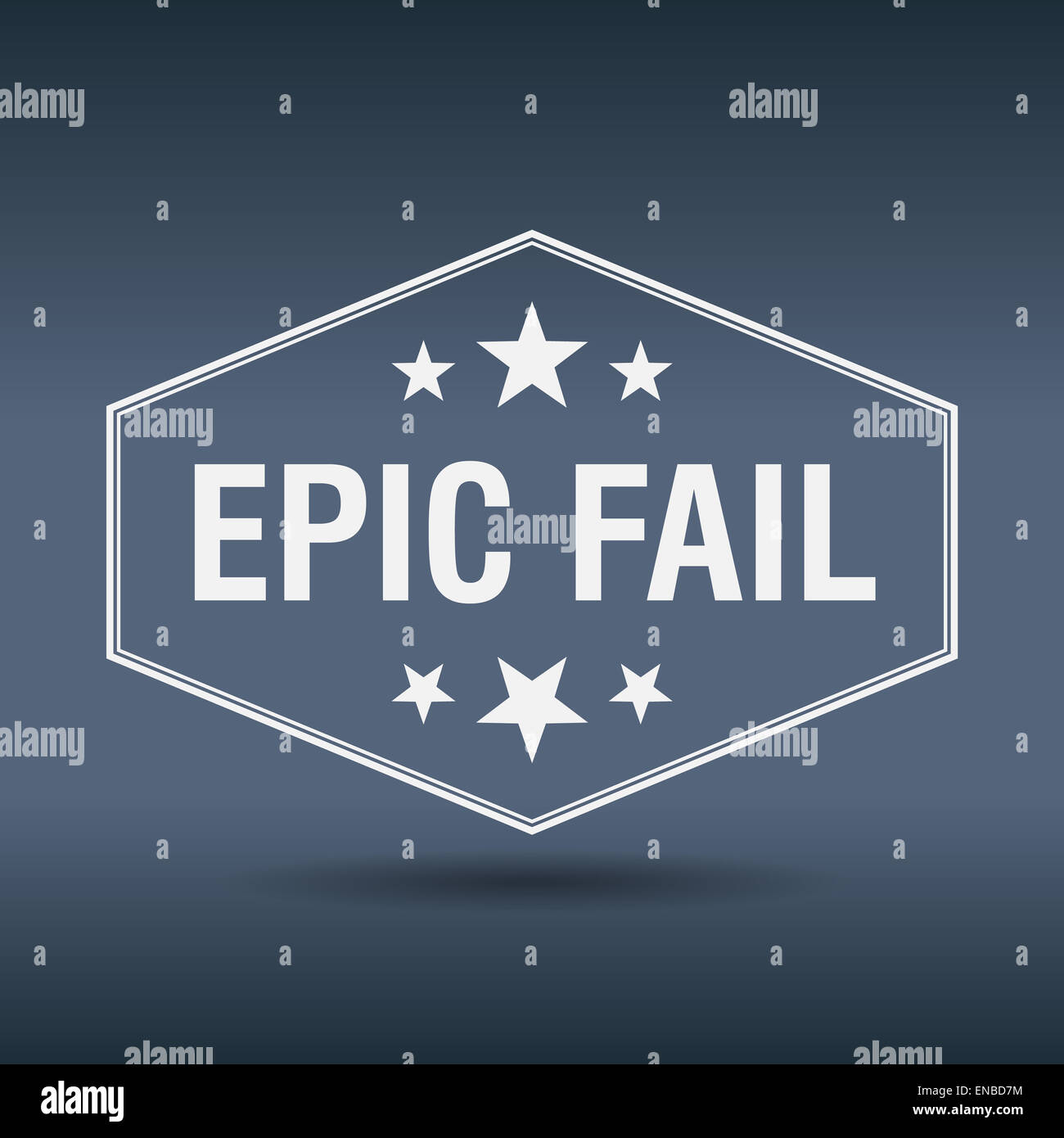 epic fail hexagonal white vintage retro style label Stock Photo - Alamy