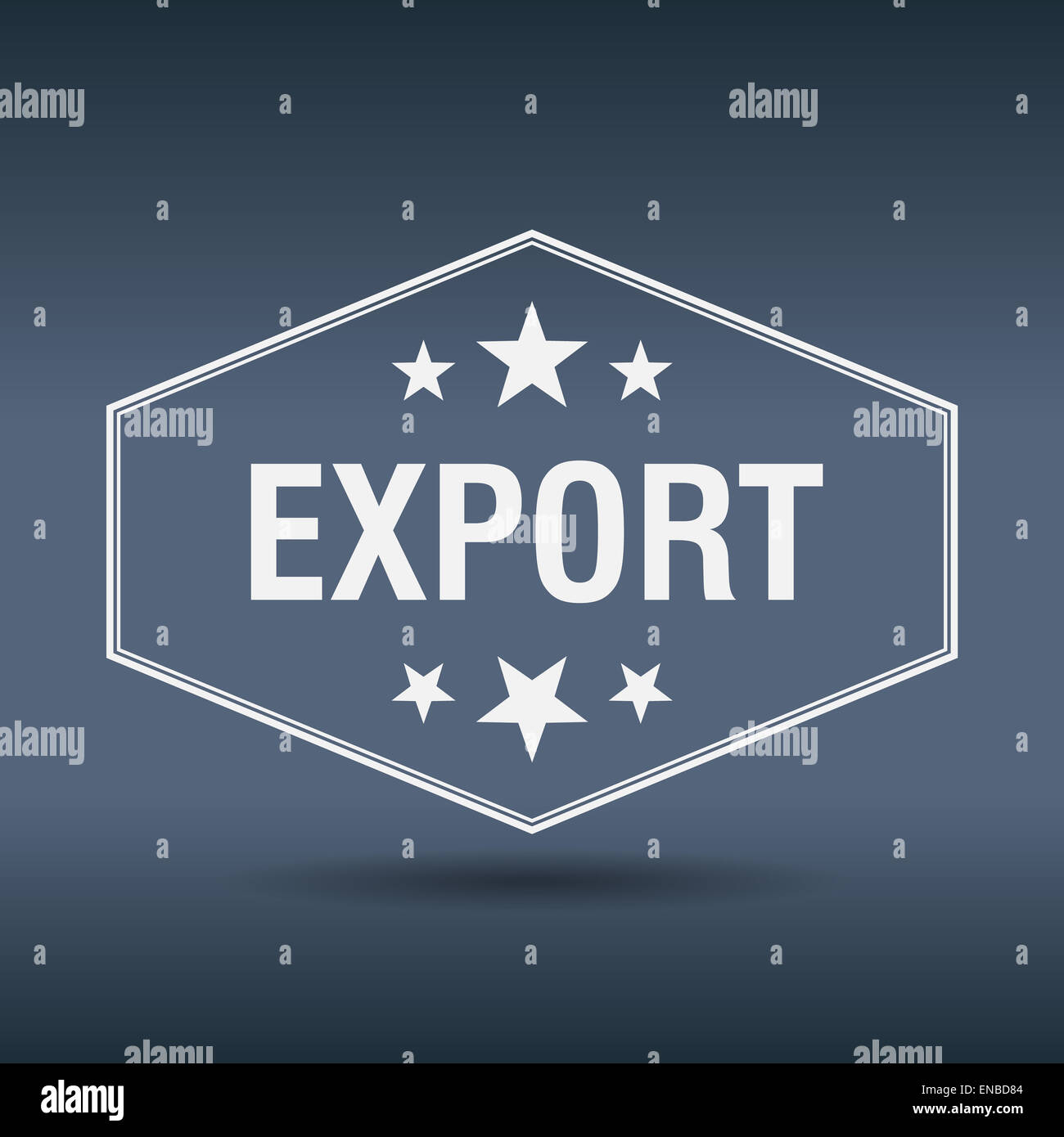 export hexagonal white vintage retro style label Stock Photo - Alamy