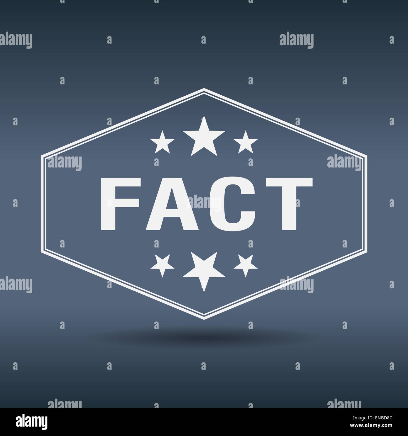 fact hexagonal white vintage retro style label Stock Photo - Alamy