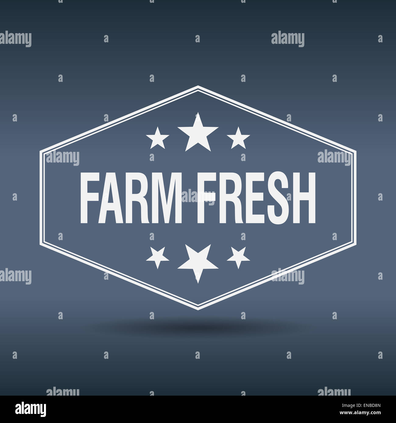 farm fresh hexagonal white vintage retro style label Stock Photo - Alamy